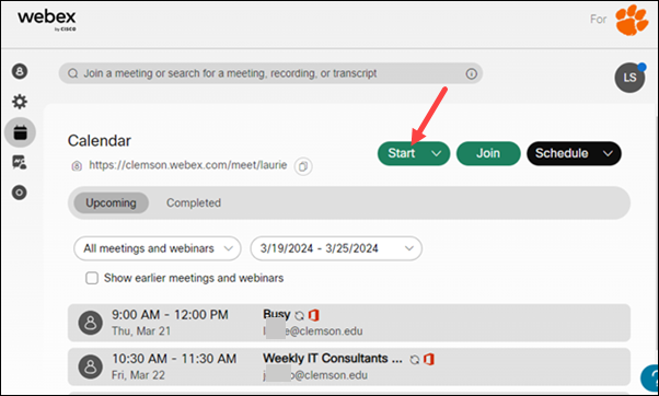 Getting started with using Webex in a browser